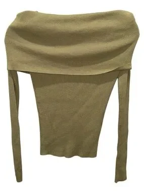 Zara | Sweaters | Zara Sage Green Off Shoulder Sweater Ribbed Knit Top ...